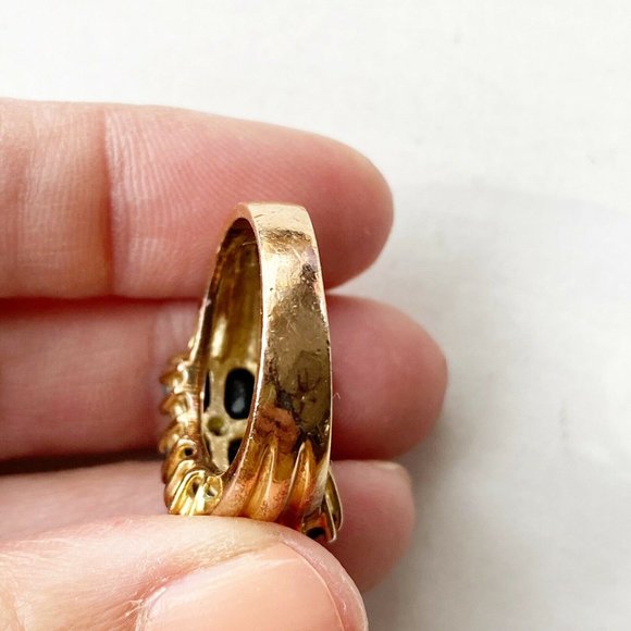 Paj | Jewelry | Paj Sapphire Diamond Ring 925 Gold Overlay Lab Created ...